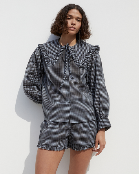 Maja Shirt Blue Gingham – BAZAAR BOUTIQUE